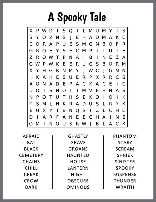 A Spooky Tale Word Search