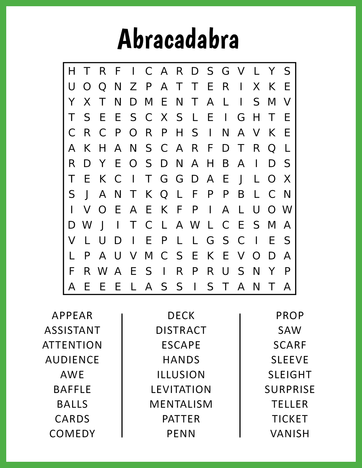 Abracadabra Word Search