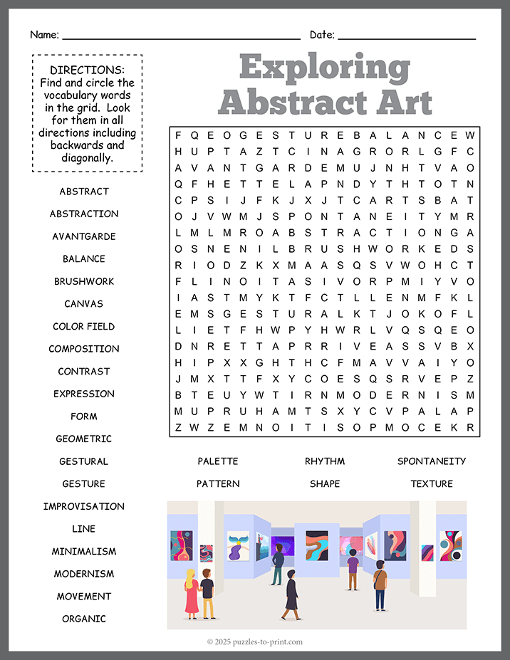 Abstract Art Word Search