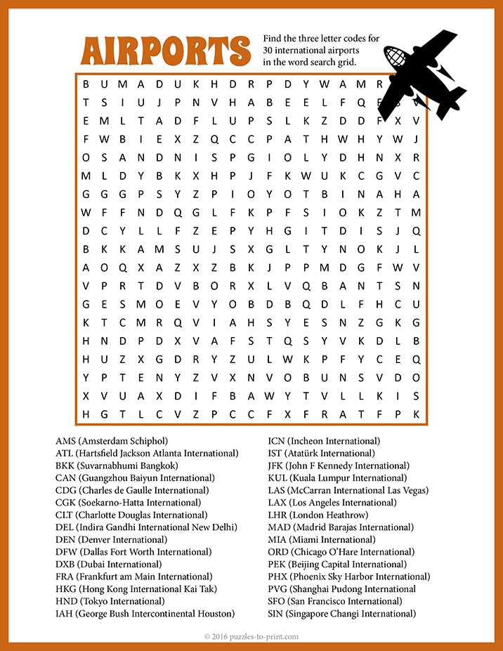 Airport Word Search