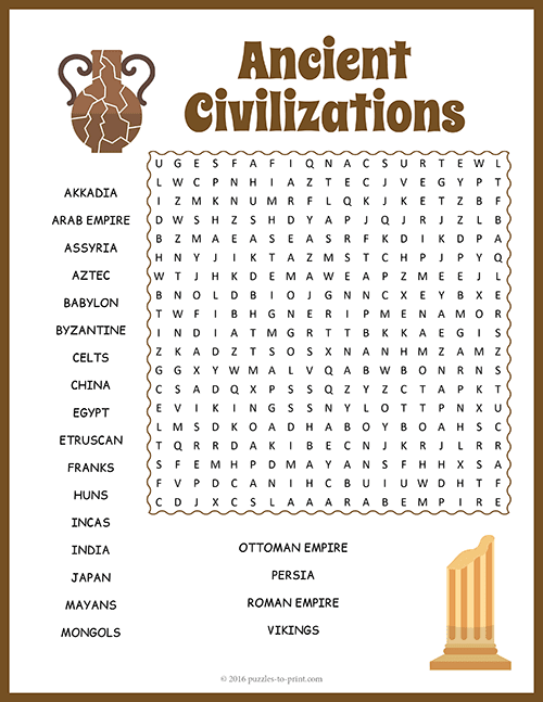 Ancient Civilizations Word Search