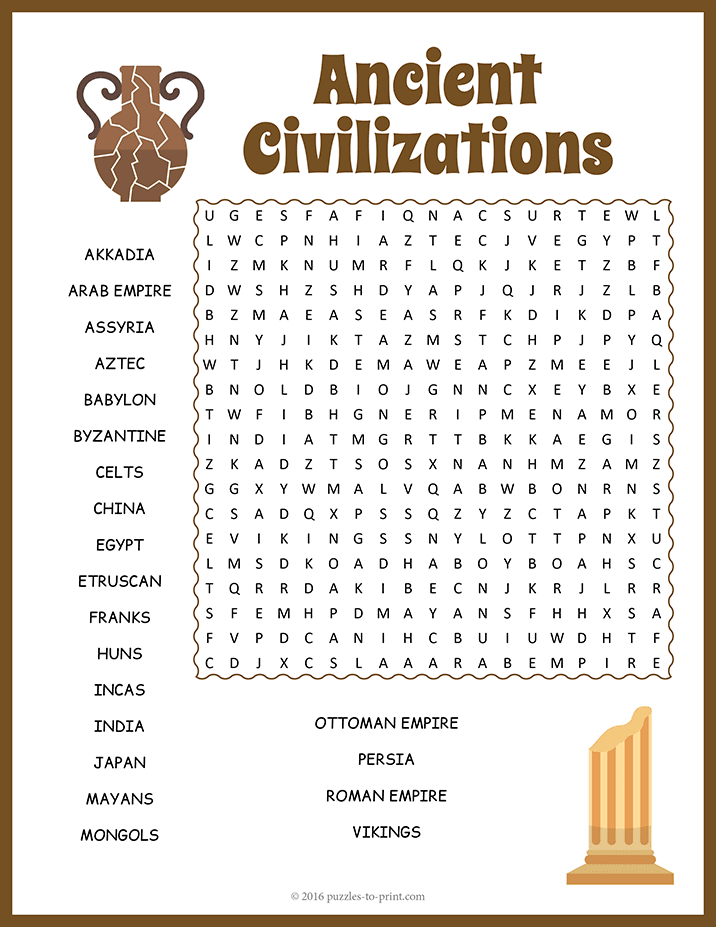 Ancient Civilizations Word Search