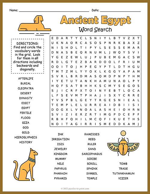 Ancient Egypt Word Search