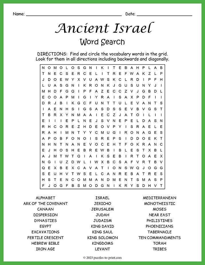 Ancient Israel Word Search
