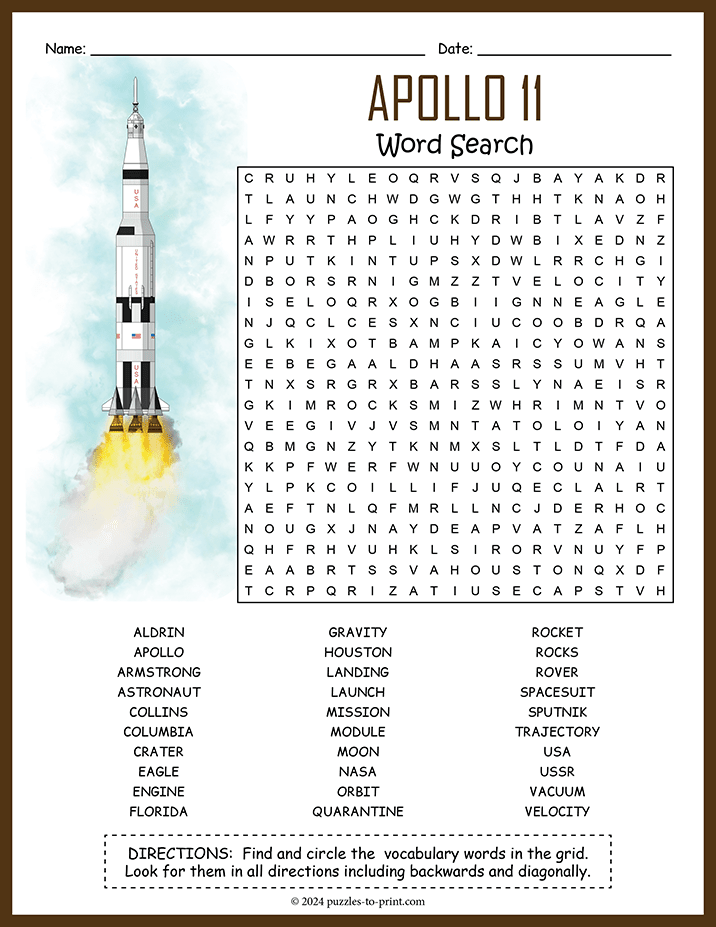 Apollo 11 Word Search
