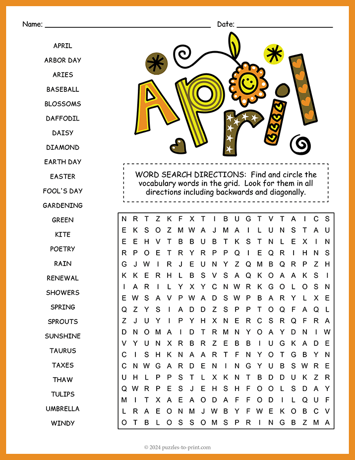 April Word Search