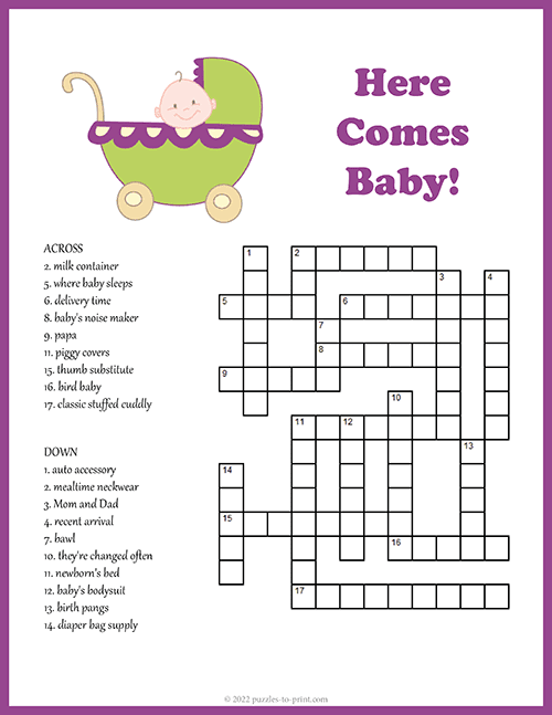 Baby Shower Crossword