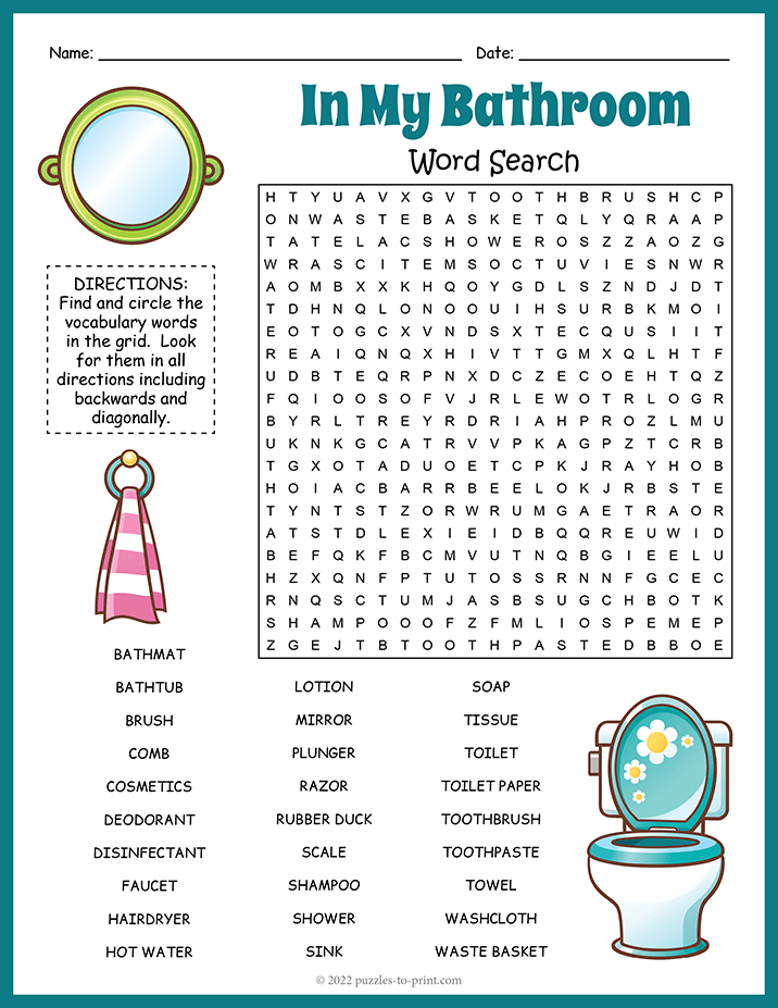Bathroom Word Search