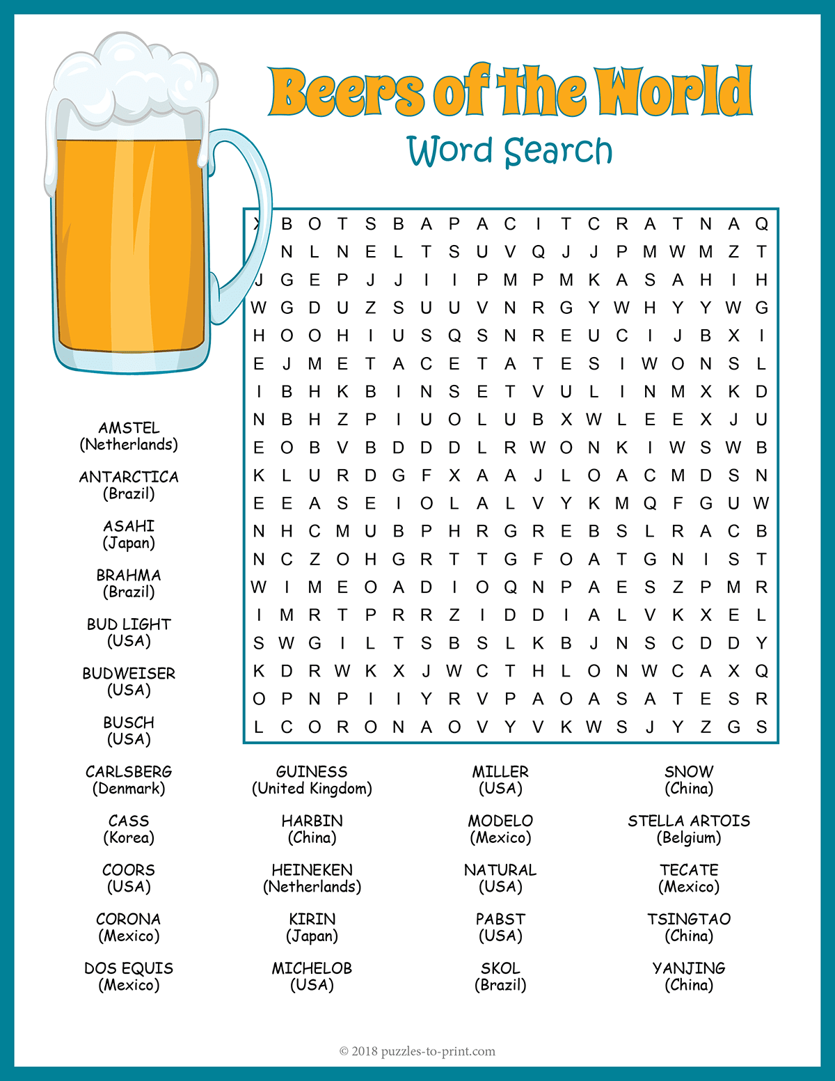 Beer Word Search
