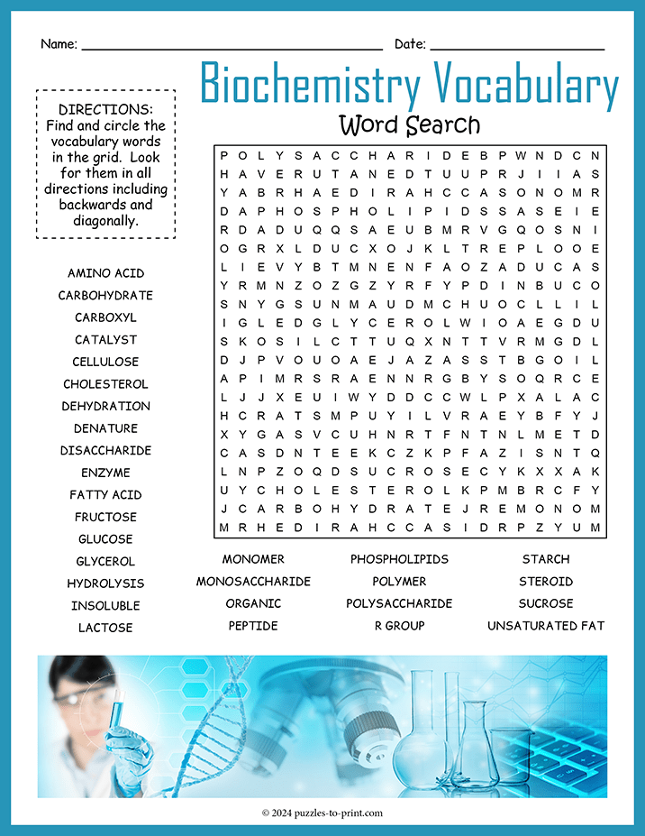 Biochemistry Vocabulary Word Search