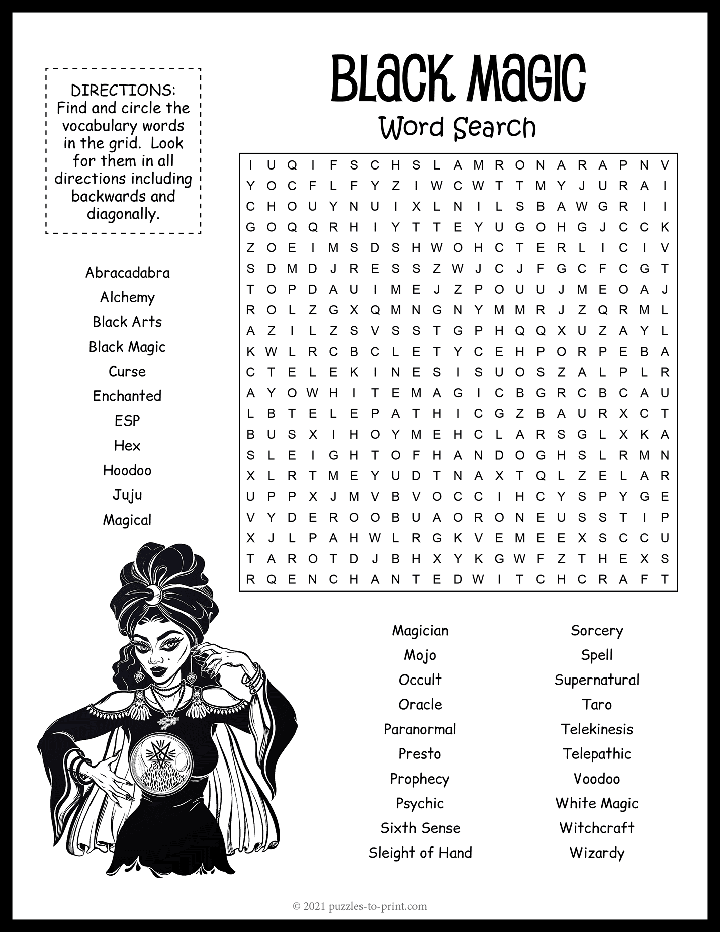 Black Magic Word Search