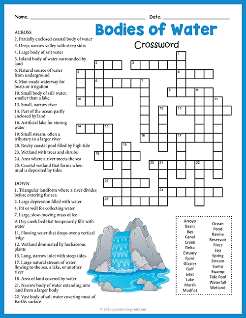 Bodies of Water Crossword