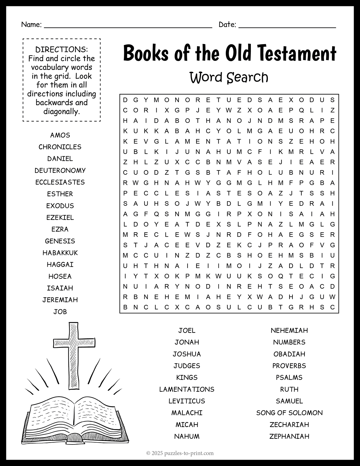 Books of the Old Testament Word Search