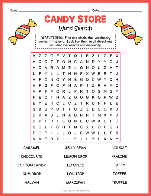 Candy Word Search