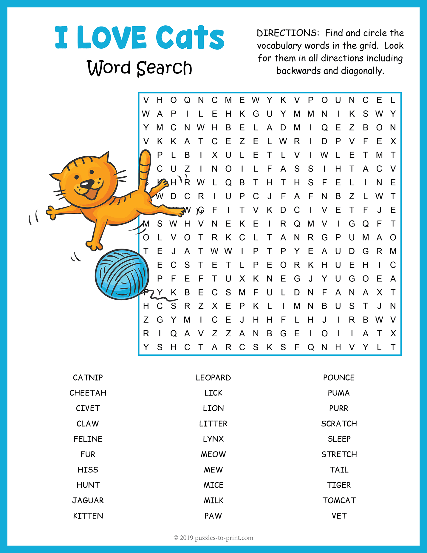 Cat Word Search