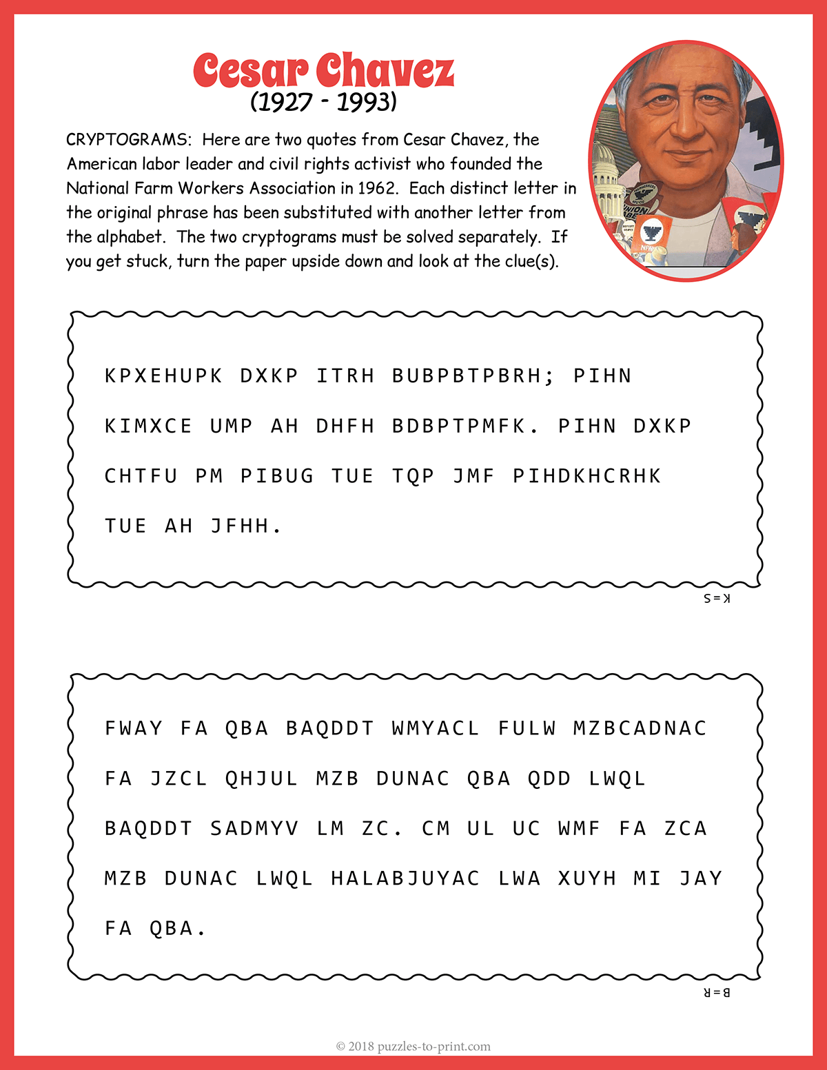 Cesar Chavez Cryptogram