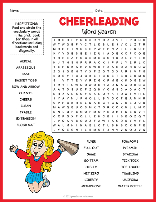 Cheerleading Word Search