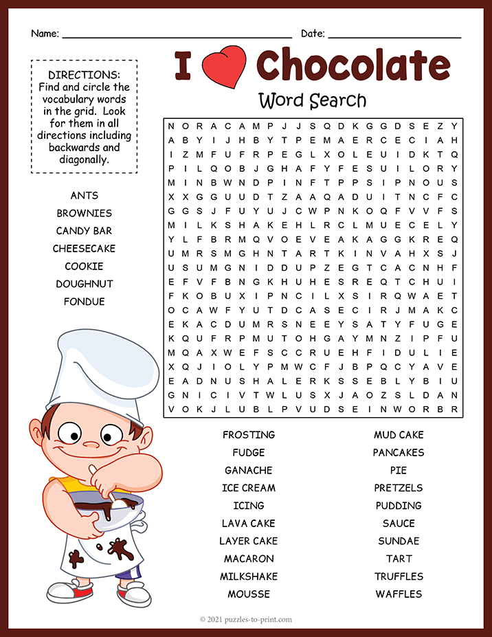 Chocolate Word Search