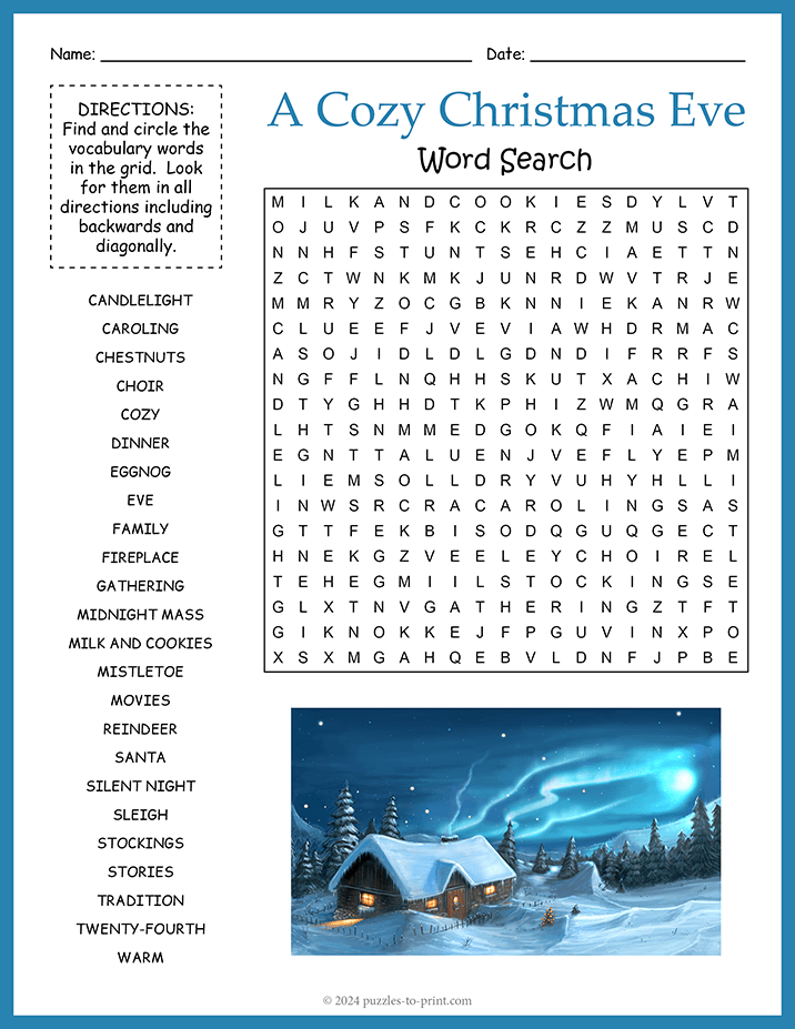 Christmas Eve Word Search