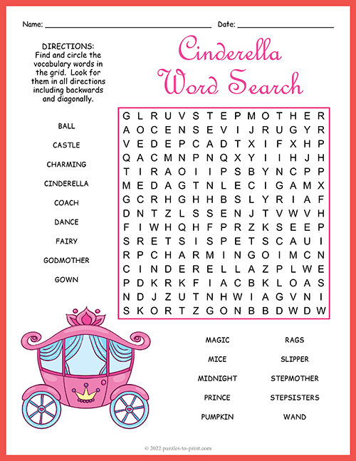 Cinderella Word Search