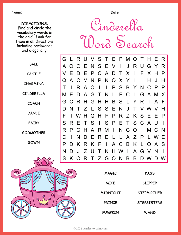 Cinderella Word Search