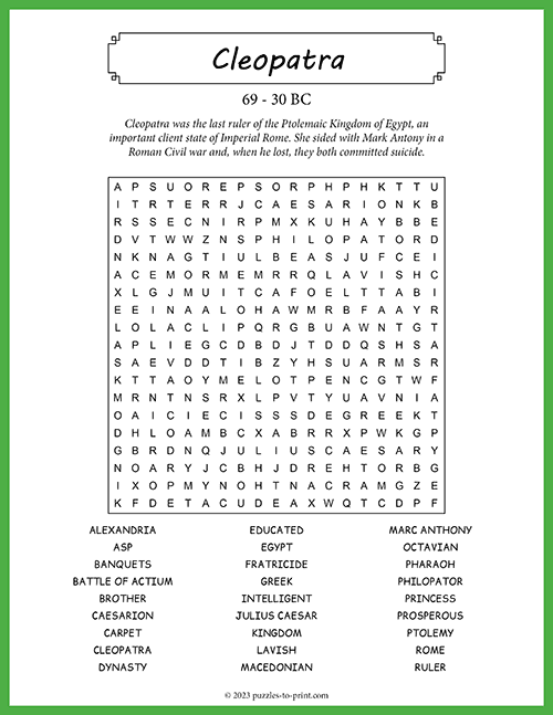 Cleopatra Word Search