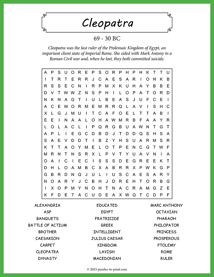 Cleopatra Word Search