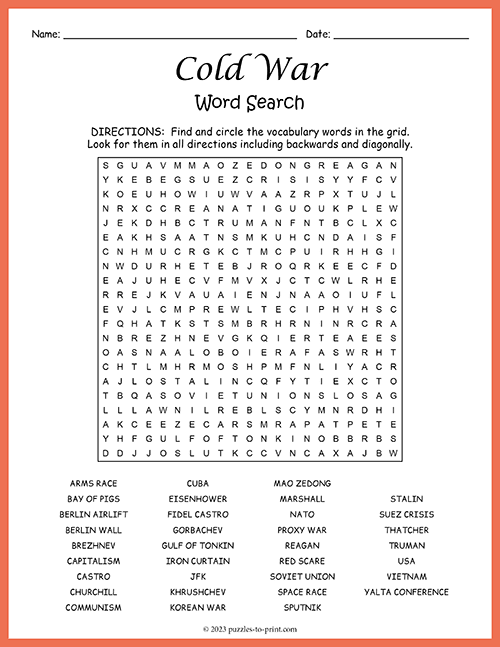 Cold War Word Search