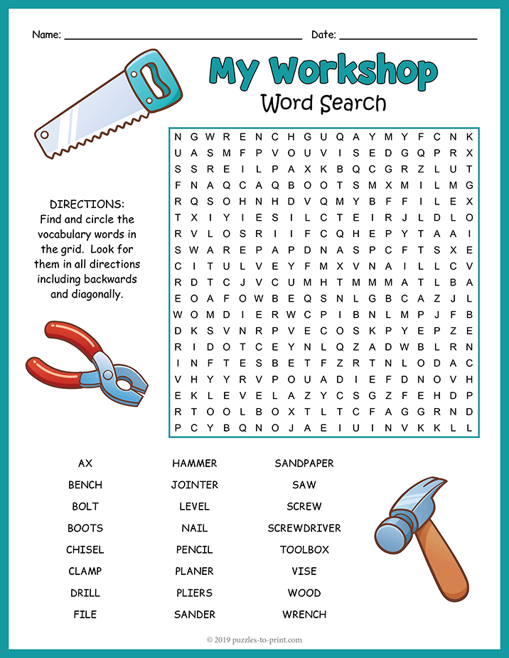 Construction Tools Word Search