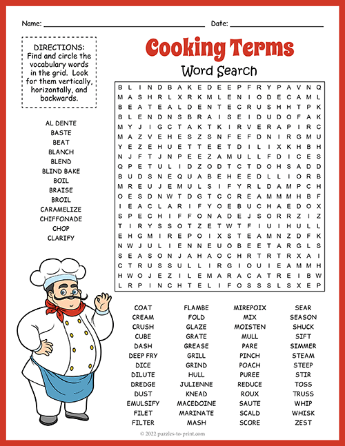 Food Word Search Puzzles