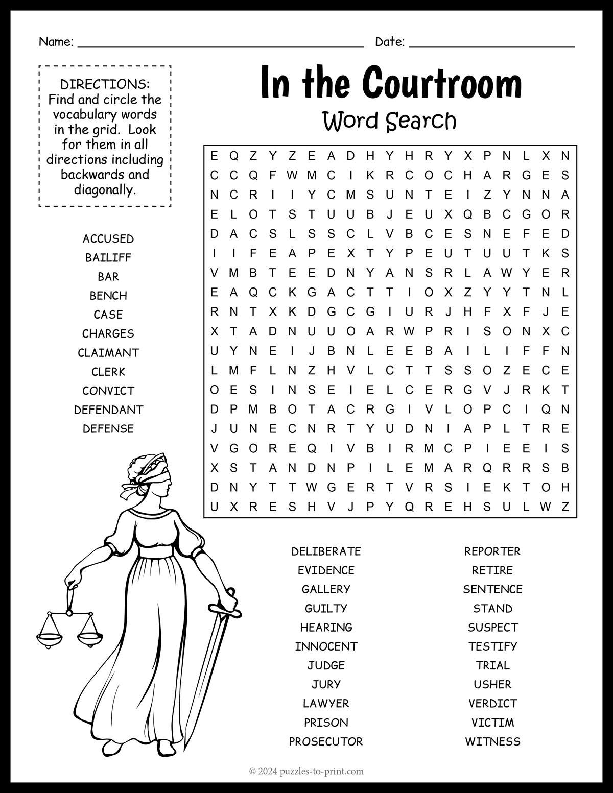 Courtroom Word Search Courtroom Word Search