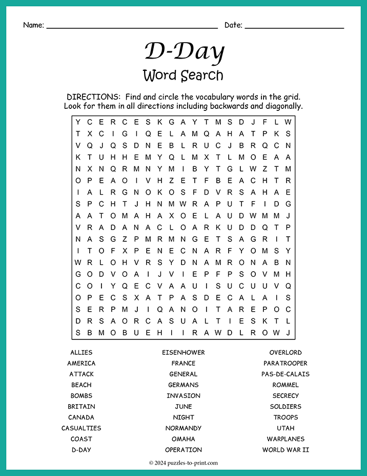 D Day Word Search