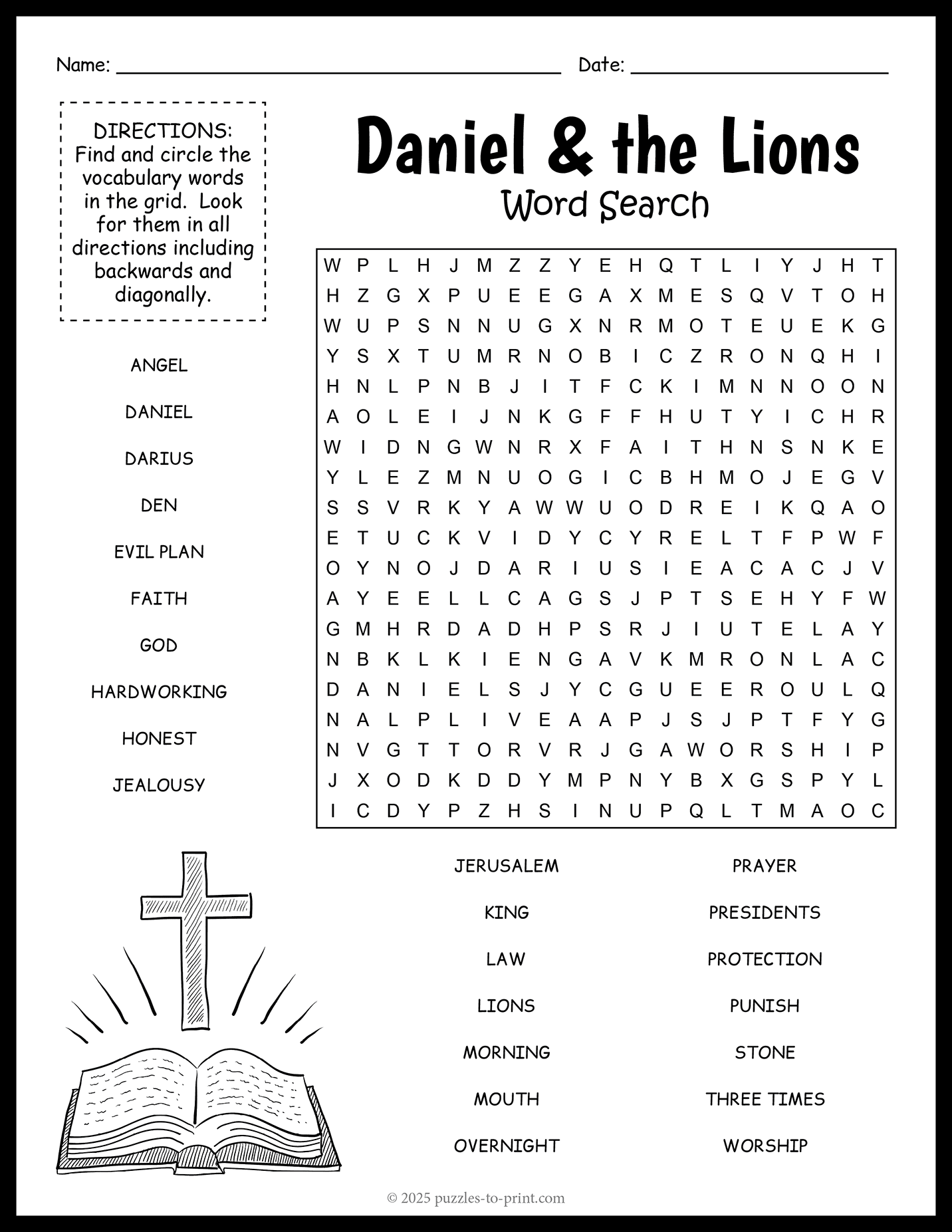 Daniel and the Lions Word Search