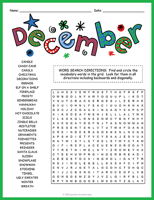 Holiday Word Search Puzzles