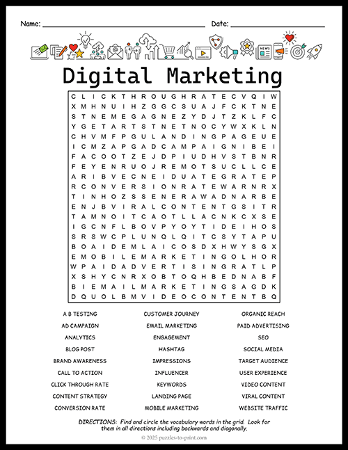 Digital Marketing Word Search