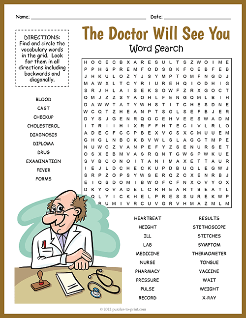 Doctor Appointment Word Search