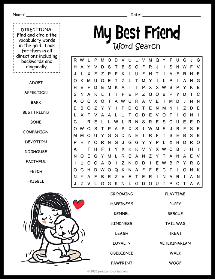 Dog Word Search - Free Printable (Easy & Challenging)