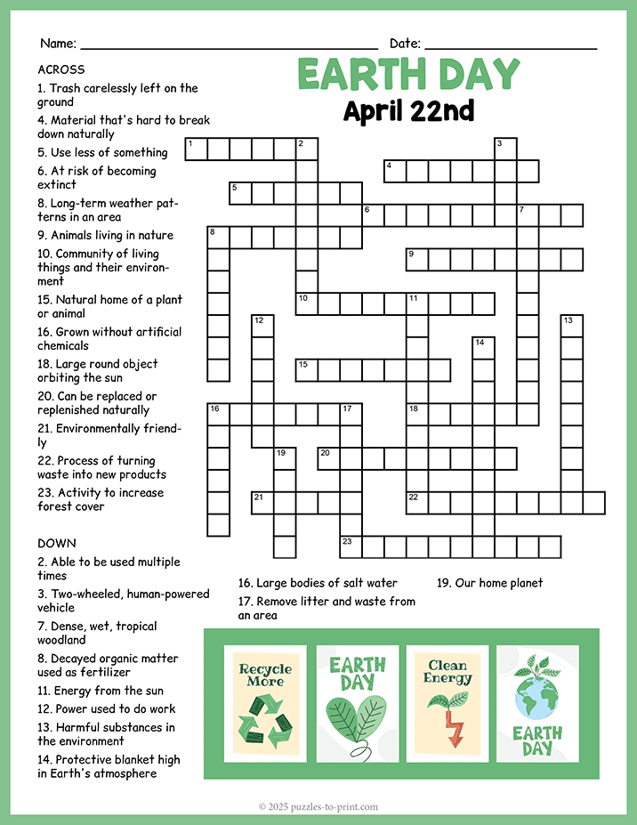 Earth Day Crossword