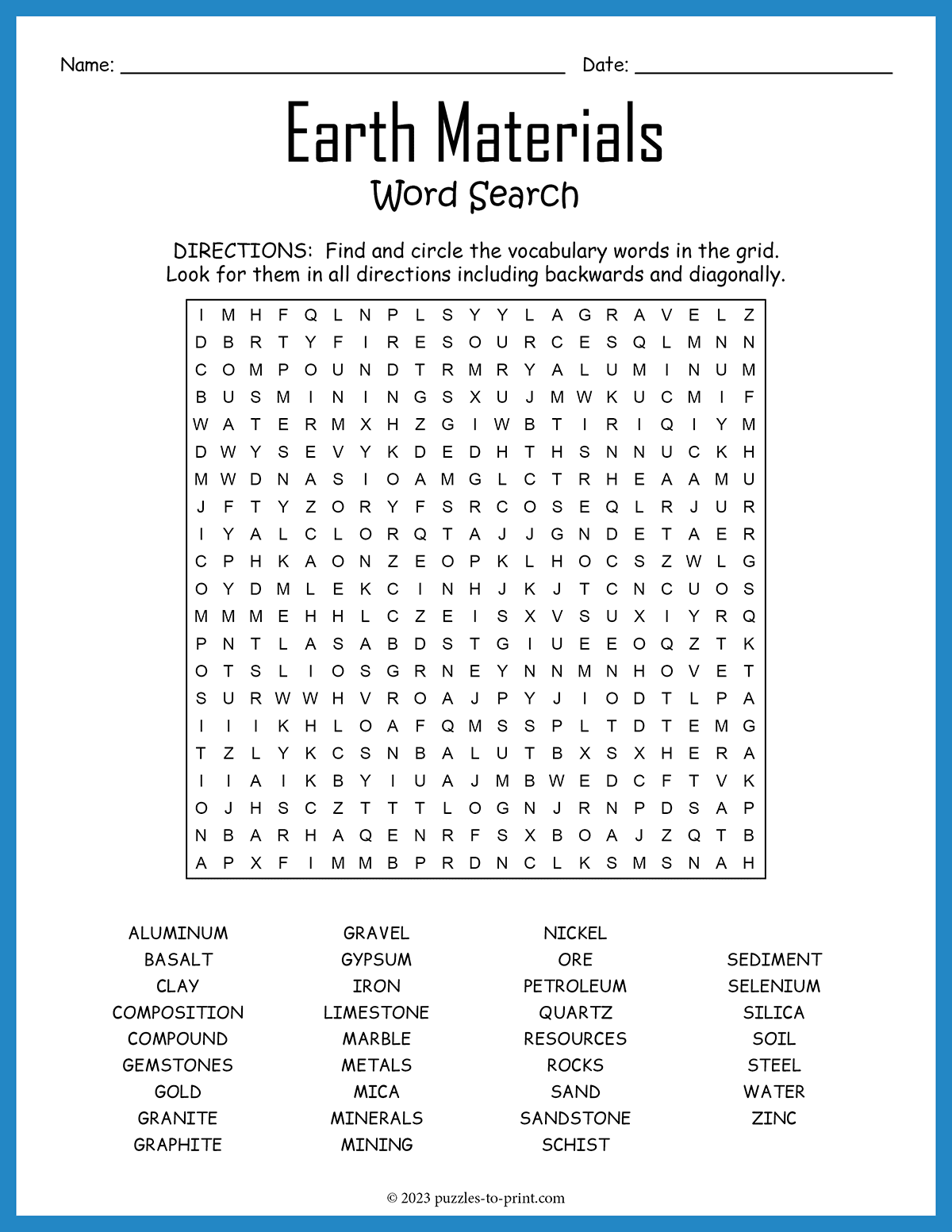 Earth Science Word Search Printable Bluebonkers Free Printable Word