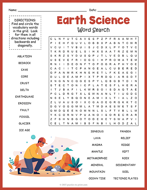 Earth Science Word Search