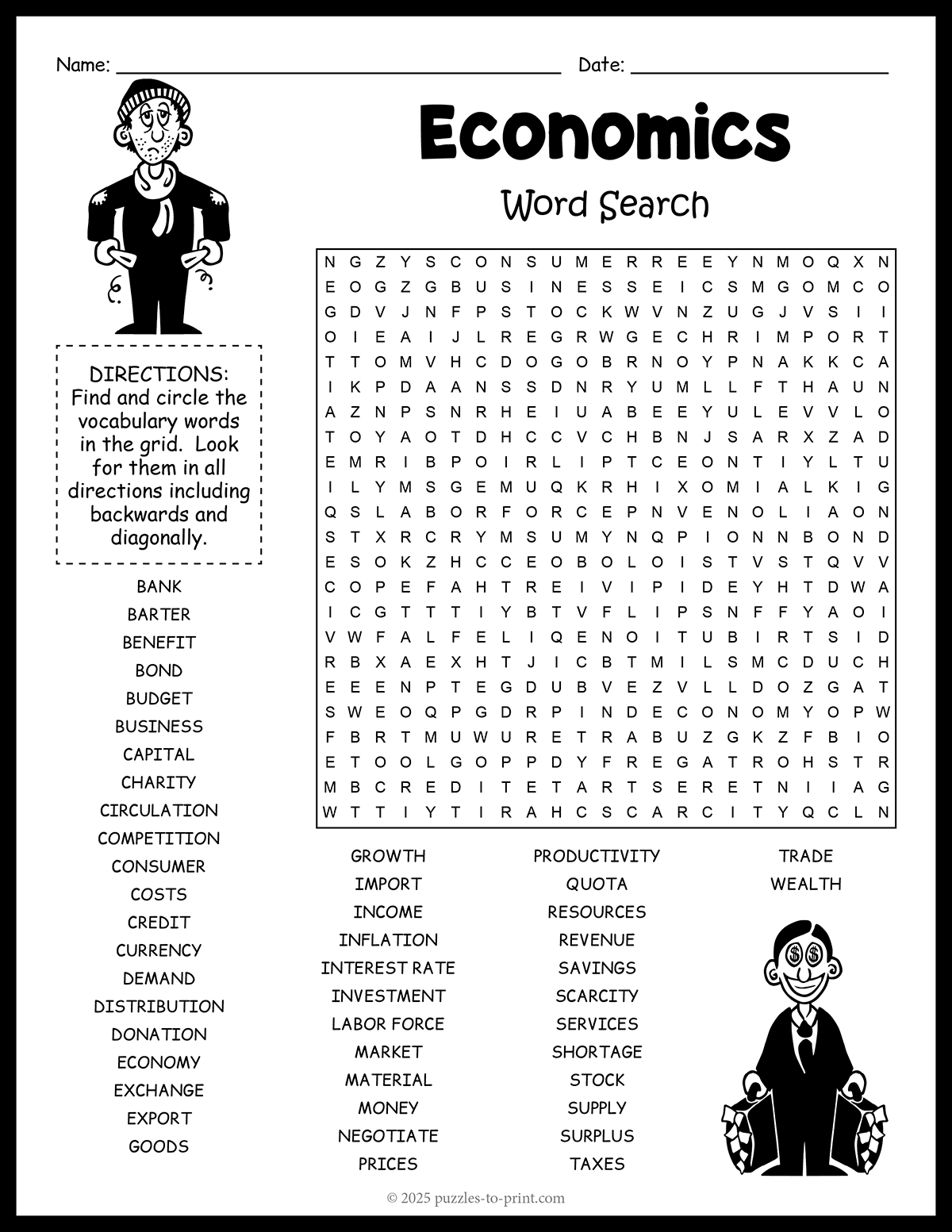 Economics Word Search