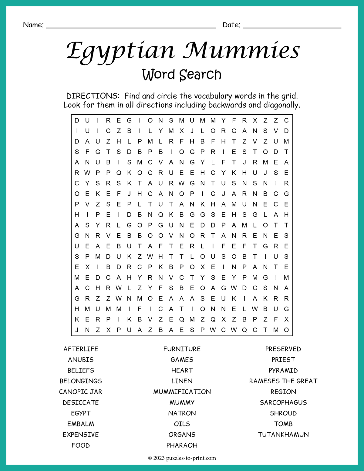 Ancient Egyptian Medicine Word Search Egyptian Medicine 1