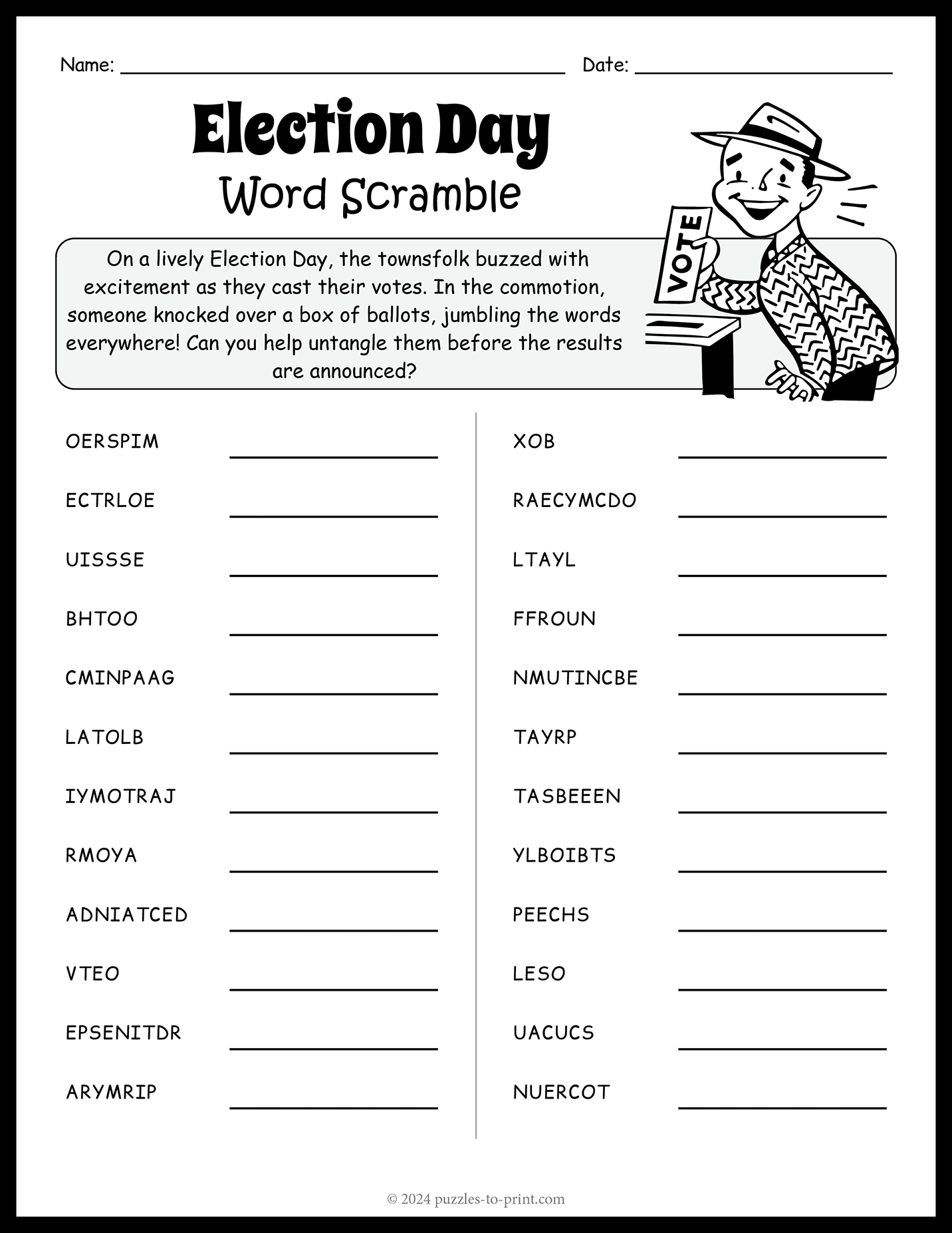 Election Day Word Scramble