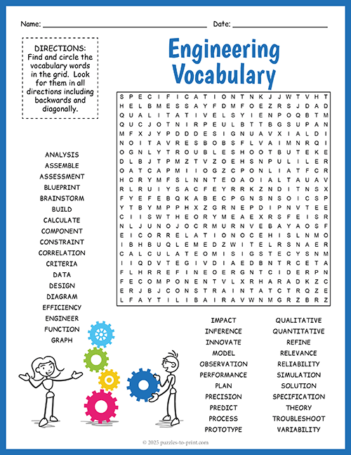 Engineering Vocabulary Word Search