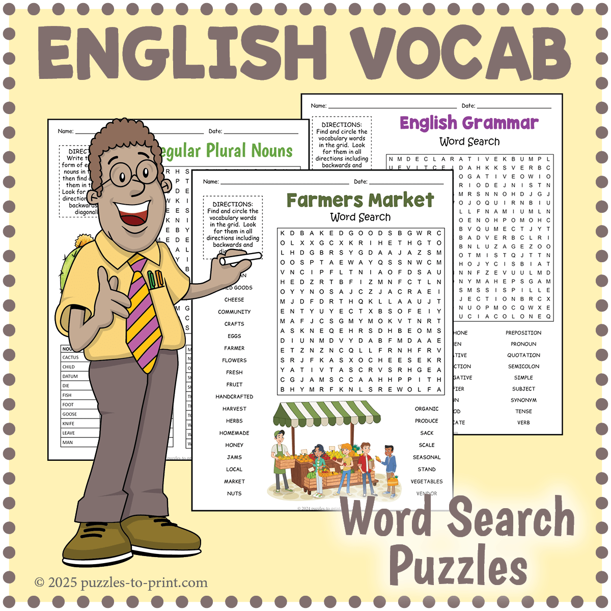 English Vocabulary Word Search Puzzles