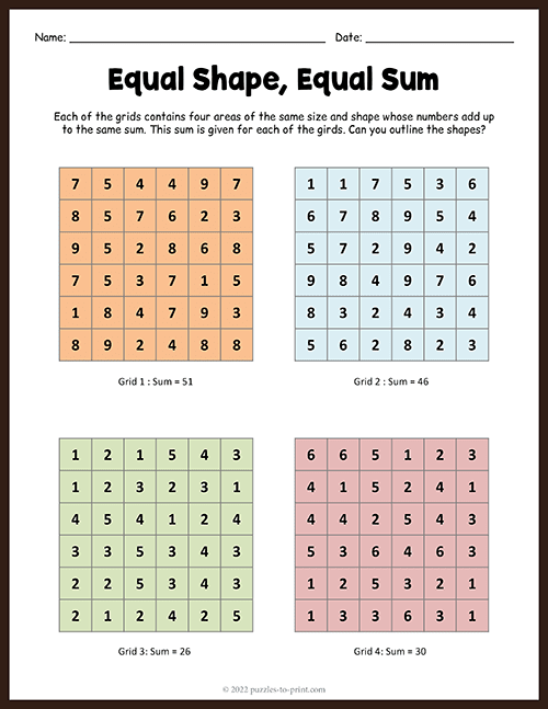 Printable Math Puzzles