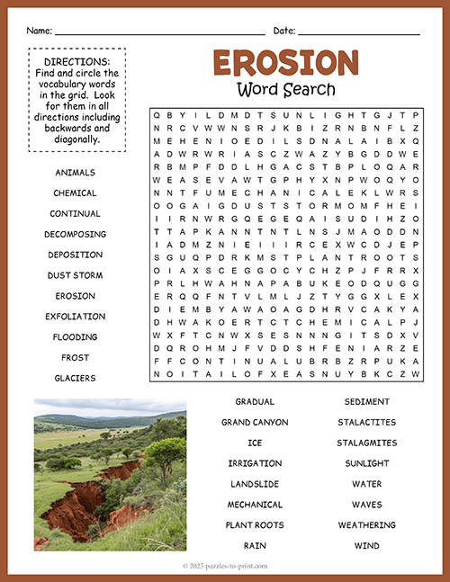 Erosion Word Search