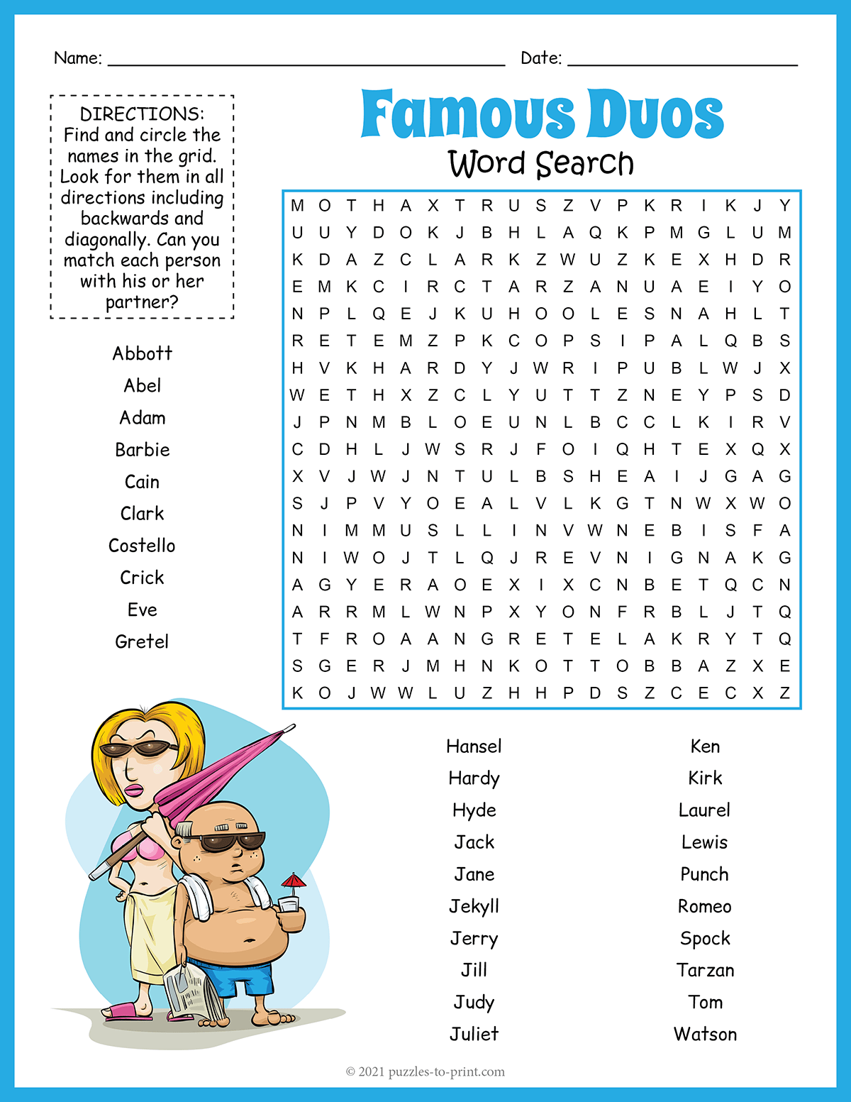 Famous Duos Word Search