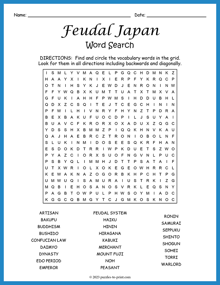 World History Word Search Puzzles