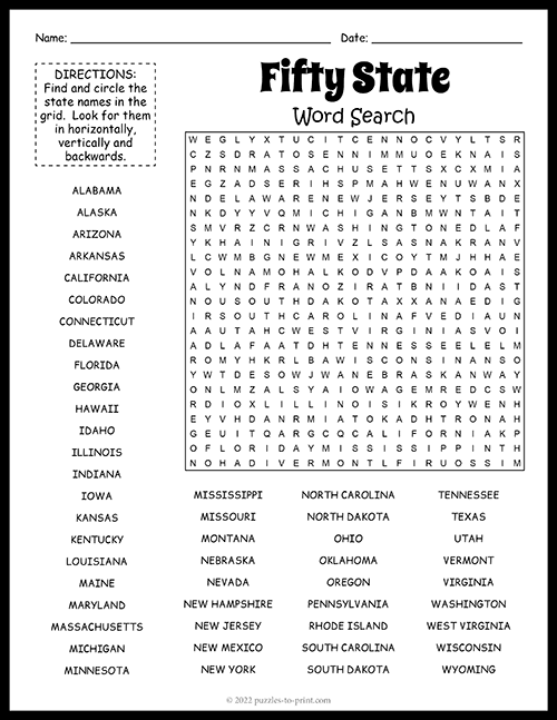 Geography Word Search Puzzles